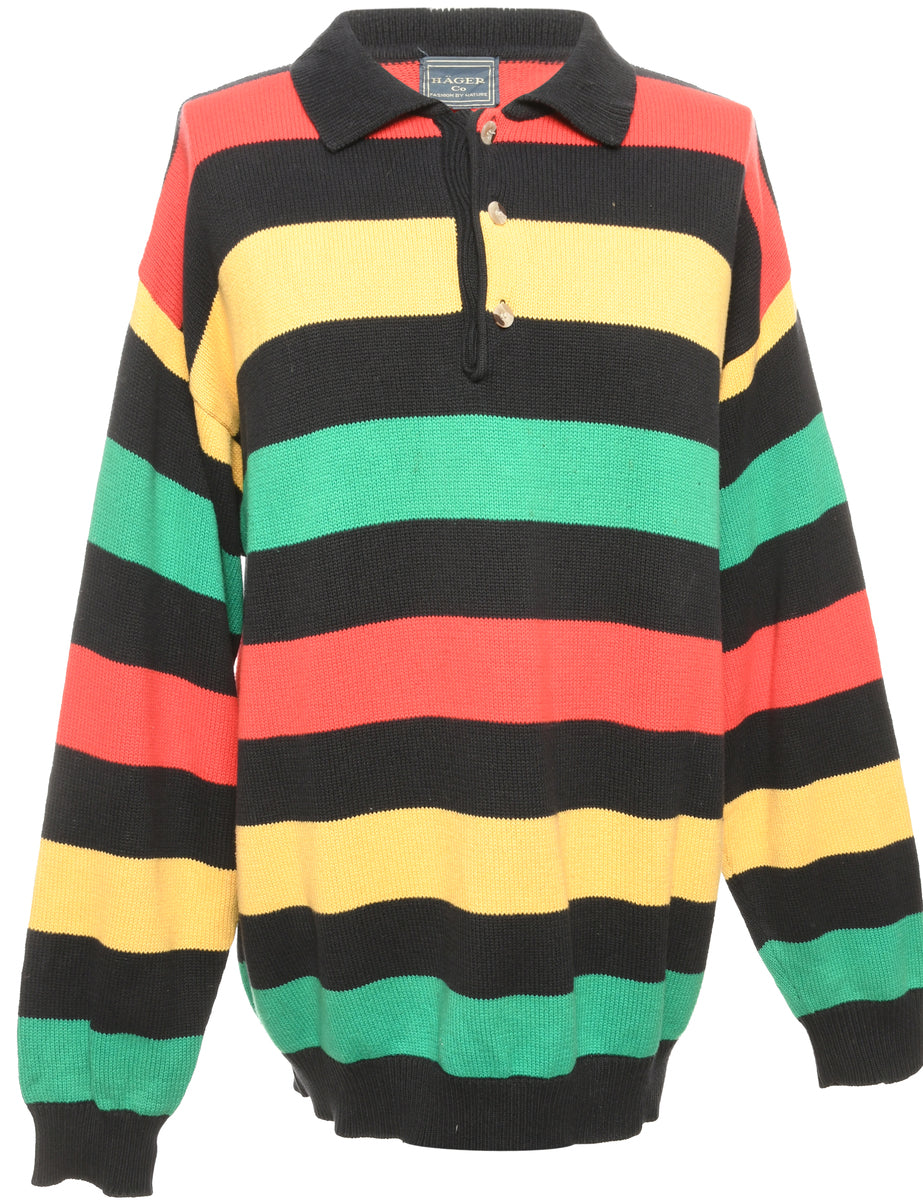 Men's Patterned Multi Colour Jumper Multi-coloured, L | Beyond Retro ...